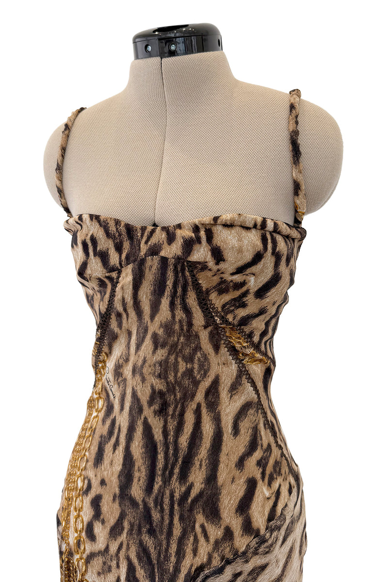 Sexiest 2003 Roberto Cavalli Laced Back Corset Leopard Print Silk Chif ...
