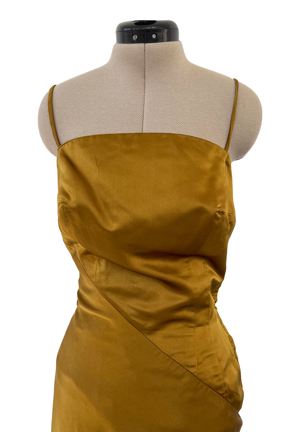 Stunning 1968 Mr Blackwell Custom Deep Copper Gold Silk Dress w Hip Sw ...