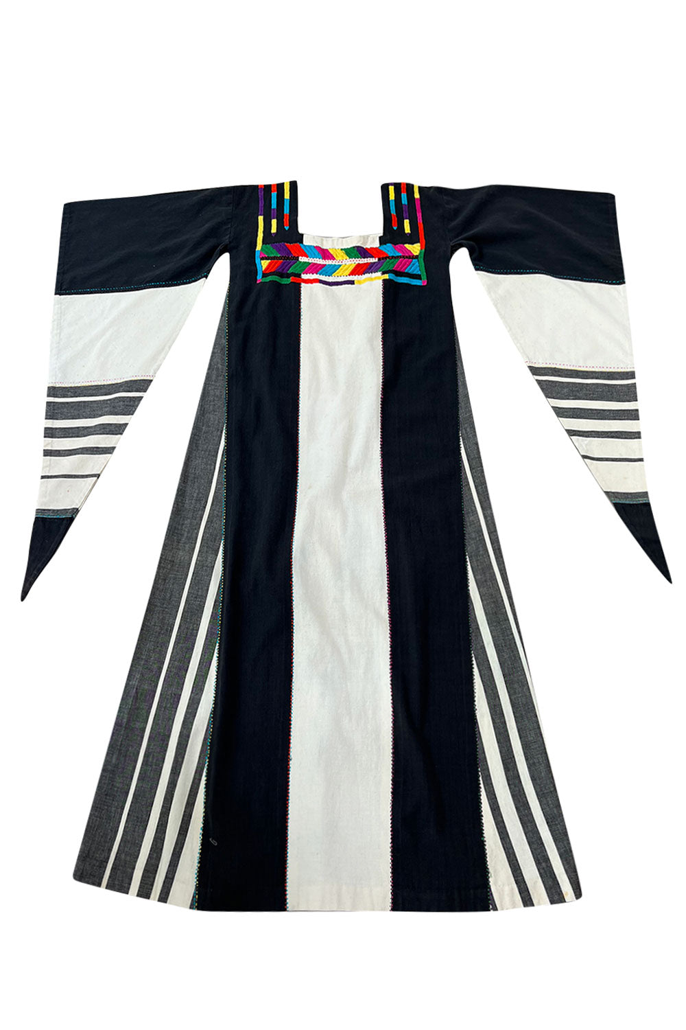 1960s Josefa Hand Embroidered Natural Linen & Black Caftan Dress W Inc ...