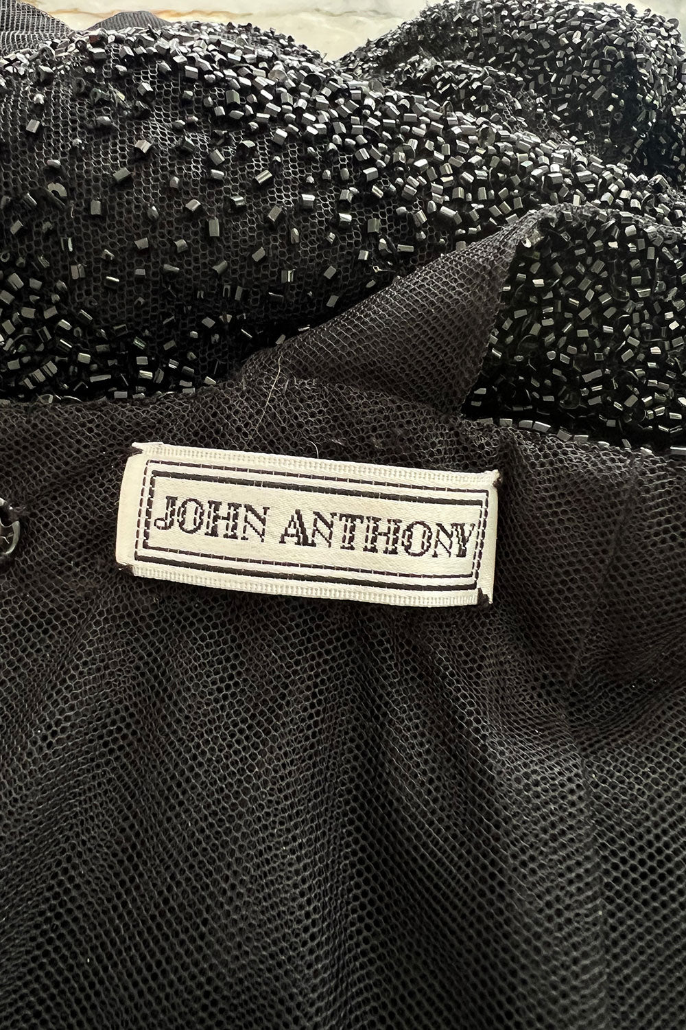 Extraordinary 2006 John Anthony Couture Black Hand Beaded Runway Dress ...