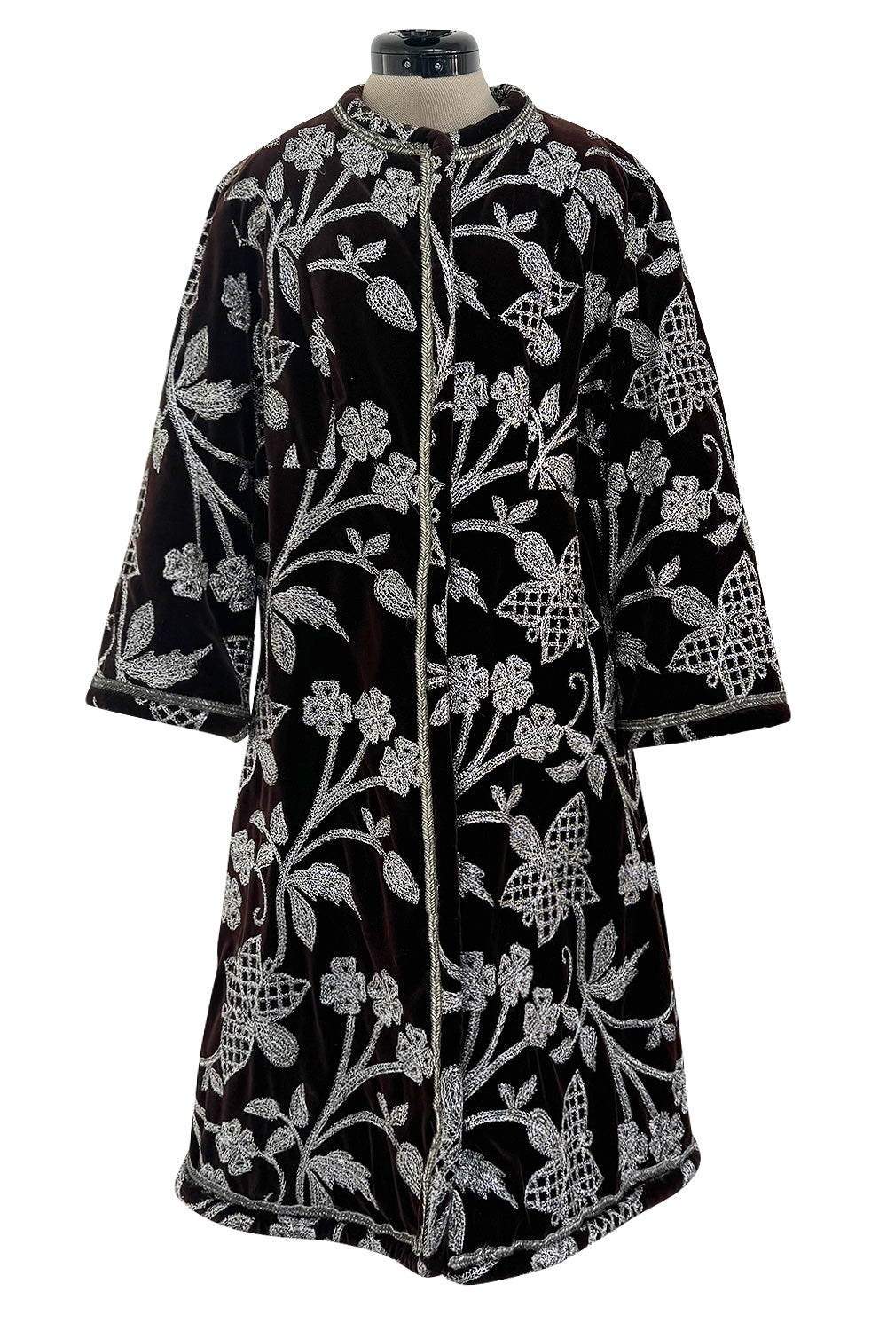 1968 Bill Blass Museum Documented Silver Thread Pattern in Brown Velve ...