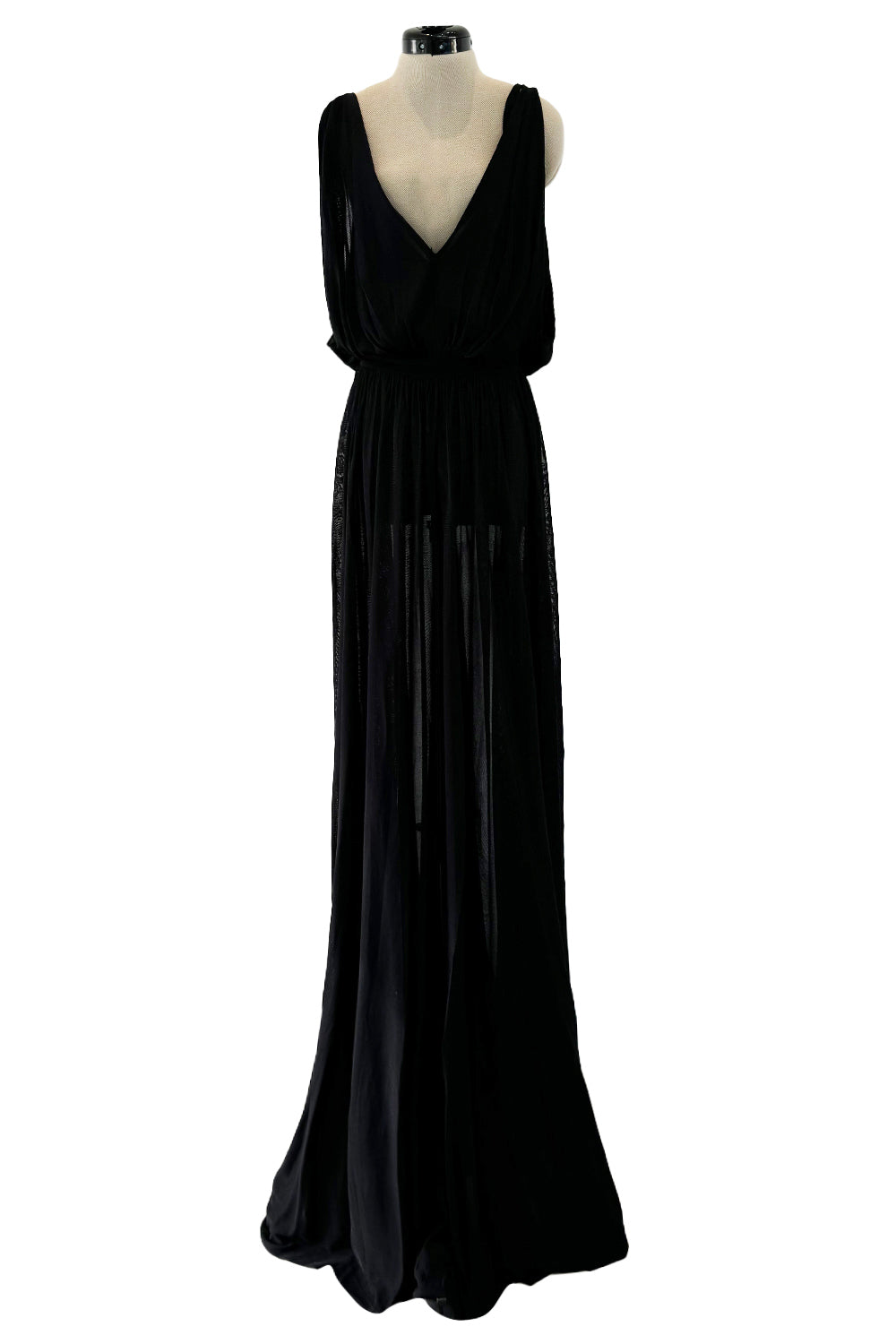 Sensual 2010s Azzadine Alaia Feather Light Knit Jersey Plunging Cut Ou ...