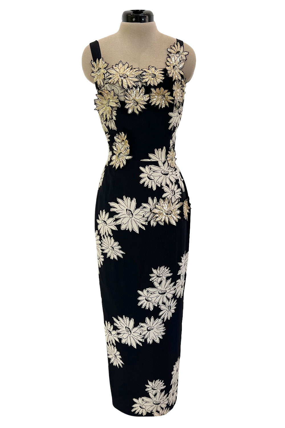 Bombshell Late 1940s Early 1950s Deep Blue Silk Wiggle Dress w Hand Cu ...