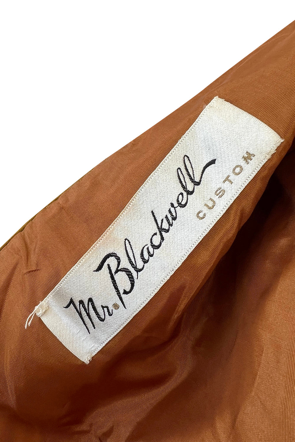 Stunning 1968 Mr Blackwell Custom Deep Copper Gold Silk Dress w Hip Sw ...