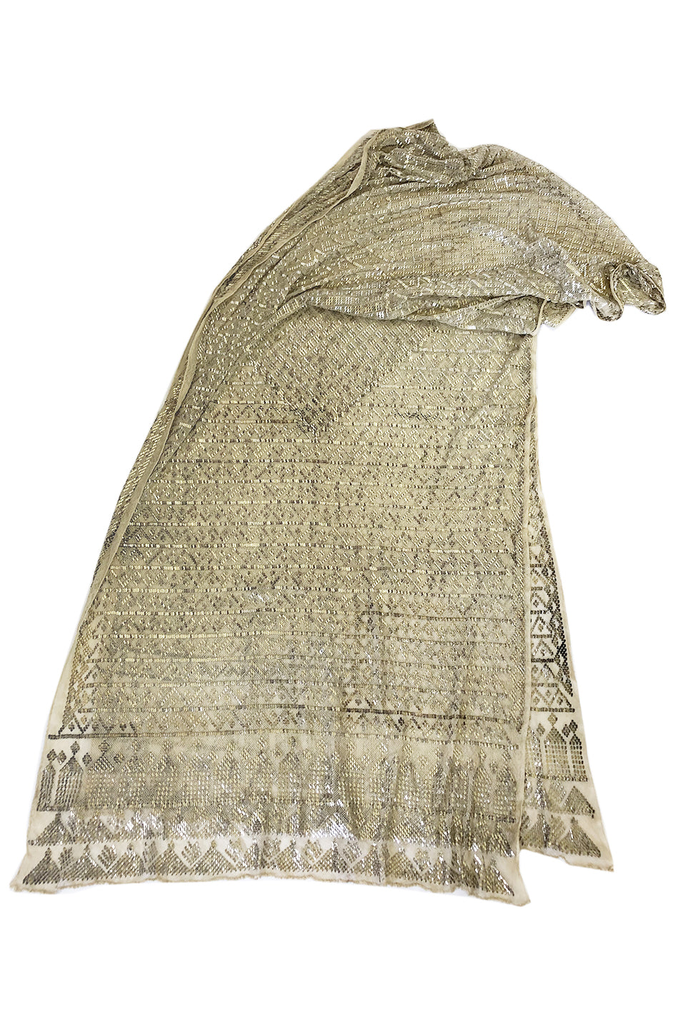 1920s Assuit Diamond & Tassel Design Hammered Metal & Net Scarf ...