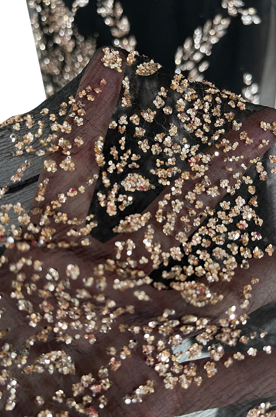 Incredible 1970s Ted Lapidus Sparkling Glitter Fused Design on Black S ...