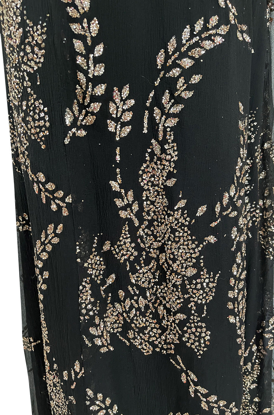 Incredible 1970s Ted Lapidus Sparkling Glitter Fused Design on Black S ...