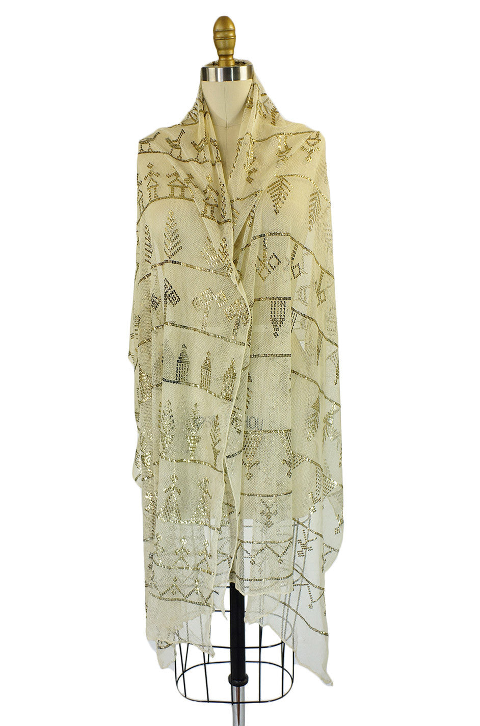 1920s Assuit Scarf with Figures & Trees – Shrimpton Couture