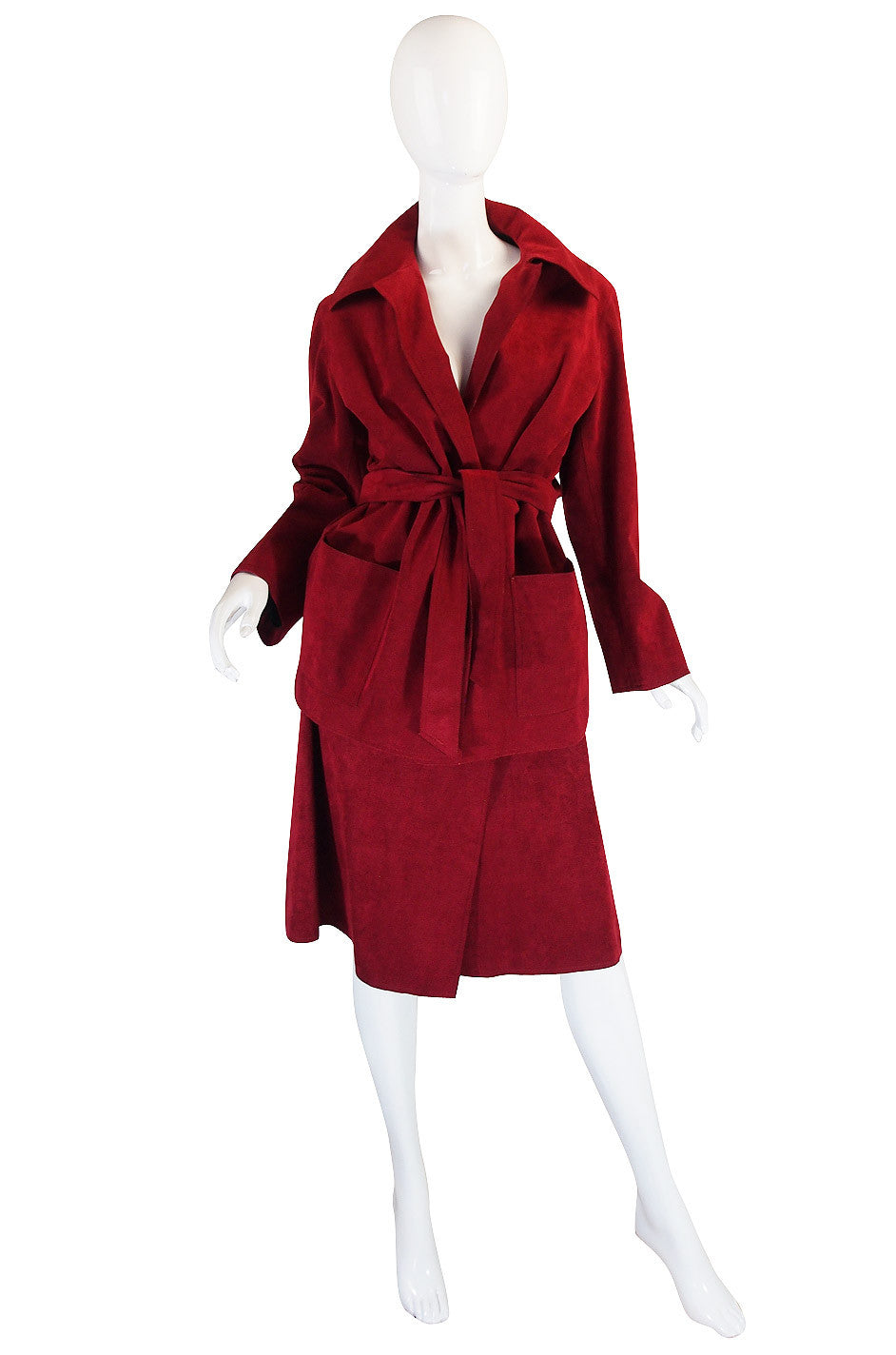 Custom Larger 1972 Red Ultrasuede Halston Suit – Shrimpton Couture