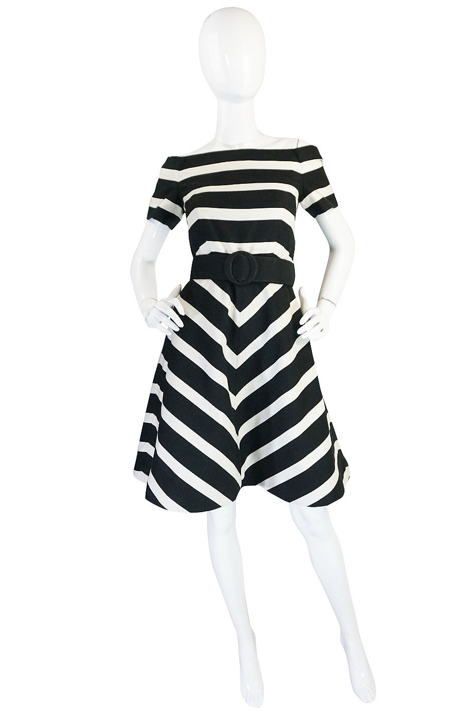 1980s Black and White Scassi Striped Dress – Shrimpton Couture