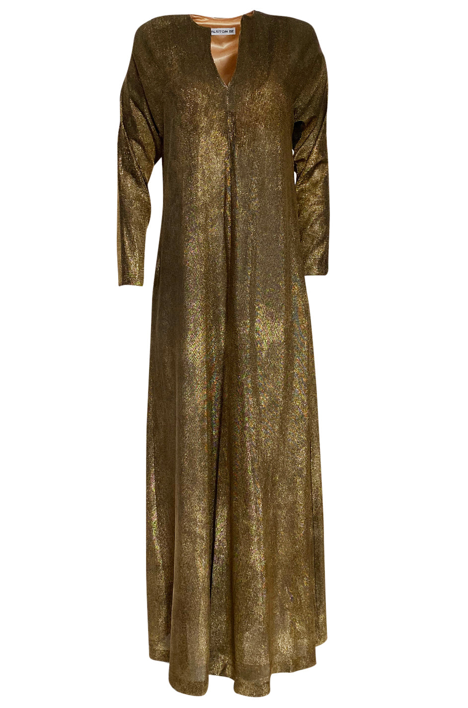 1970s Halston Deep Copper Gold Metallic Lame Lurex Caftan Dress ...