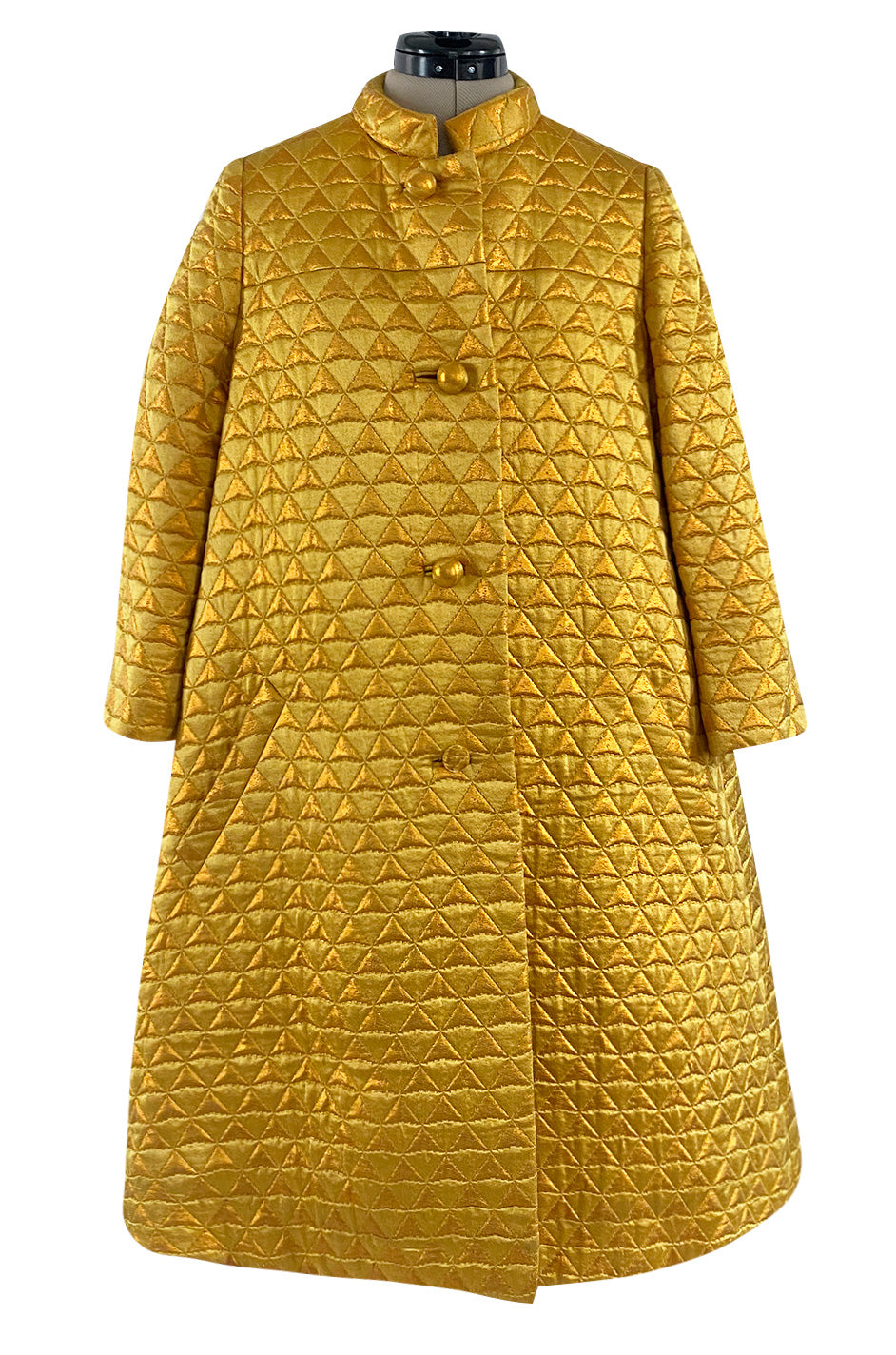 Stunning 1960s George Halley Bright Gold Metallic Puffed Quilted Silk ...