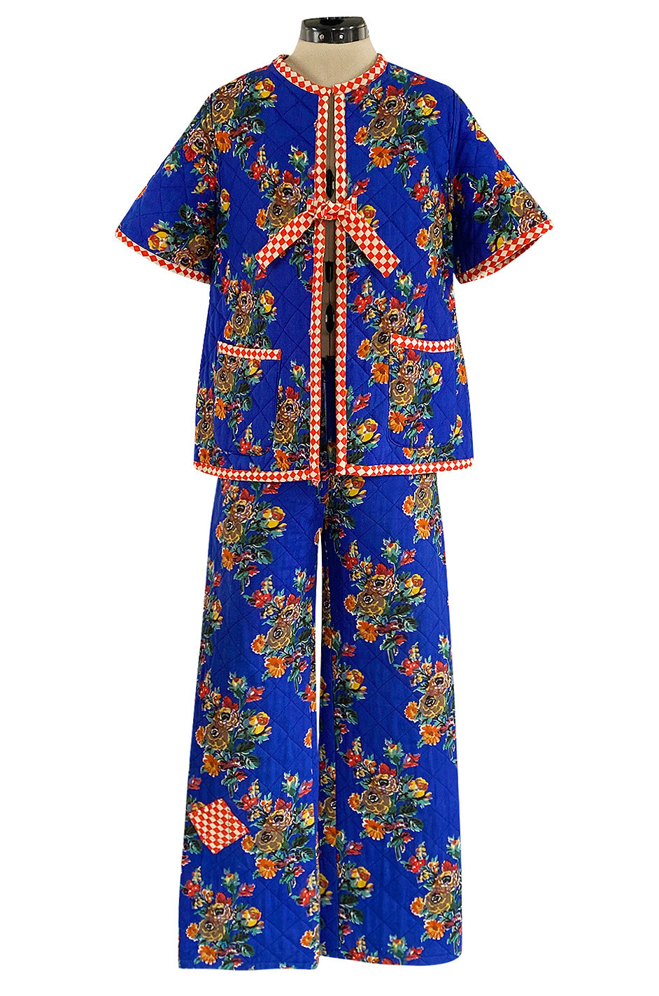 Rare 1971 Marion Foale and Sally Tuffin Blue Floral & Red Checked Pant ...