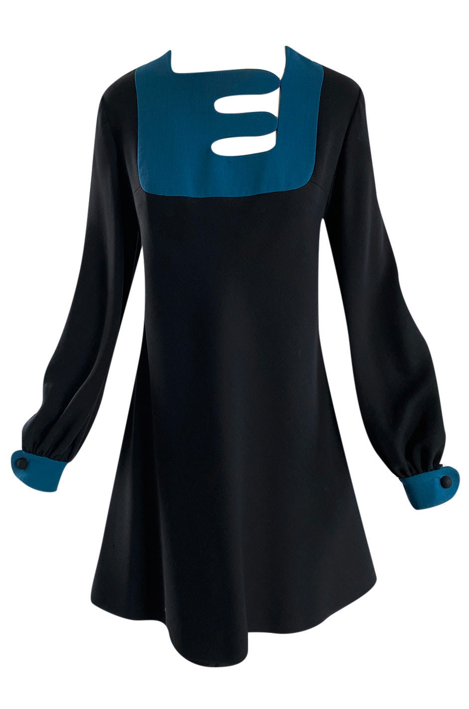 c.1967 Pierre Cardin ‘Cosmocorps’ Collection Cut Out Blue Neckline on ...