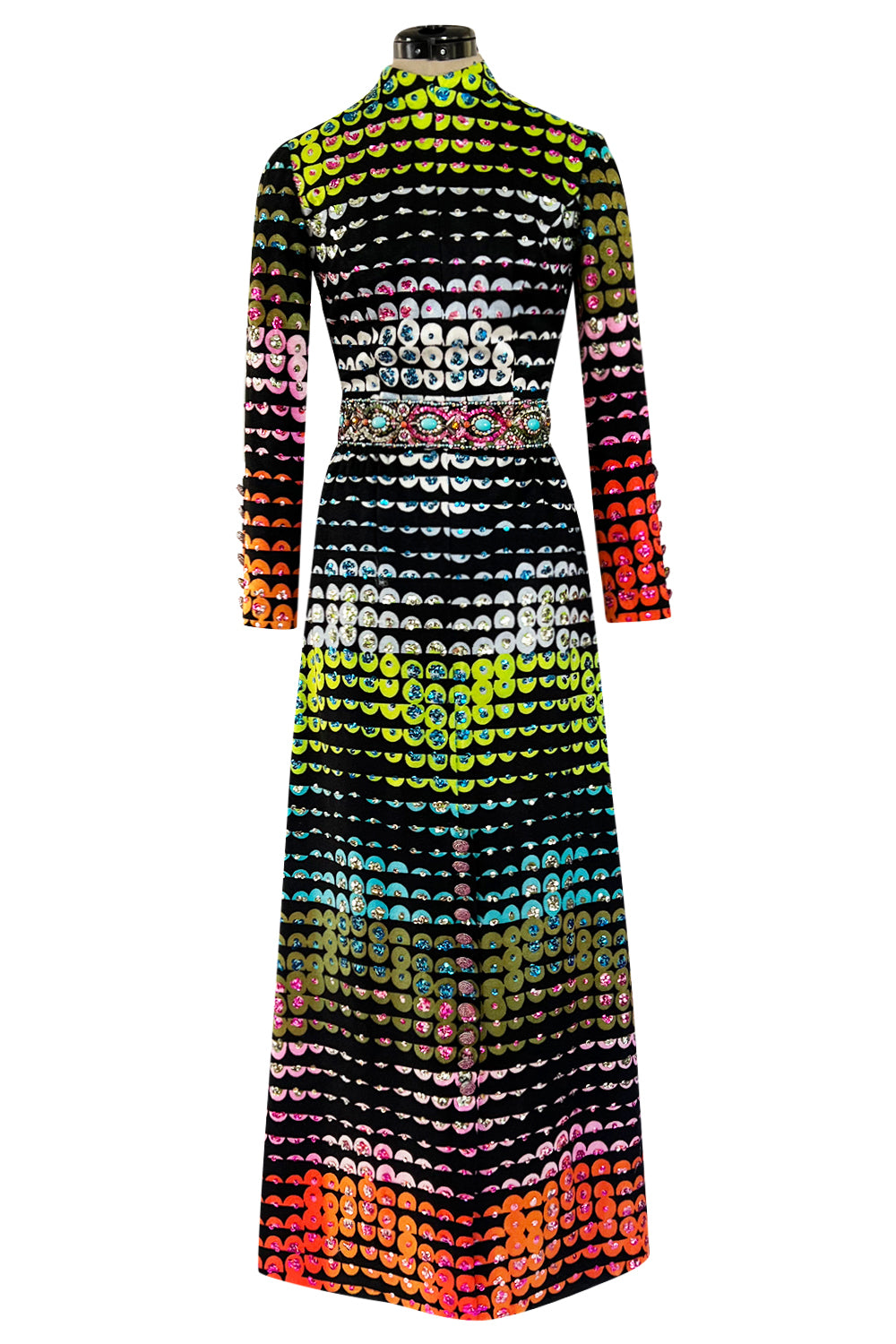 Amazing 1970s Unlabeled Valentina Inc. Rainbow Colored Elaborate Sequi ...
