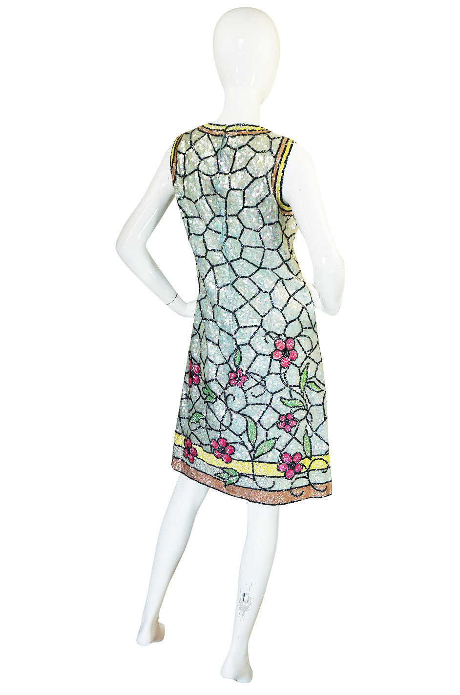 1960s Fully Sequinned Floral Stain Glass Window Dress – Shrimpton Couture