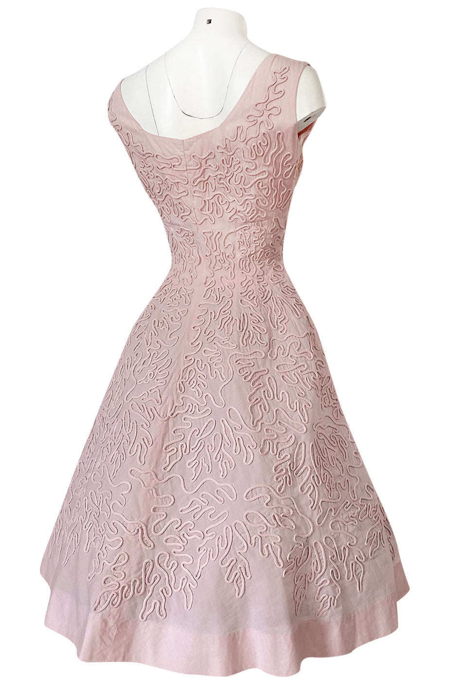 1950s Adele Simpson Pink Cotton Dress w Hand Applique Cording Detail ...
