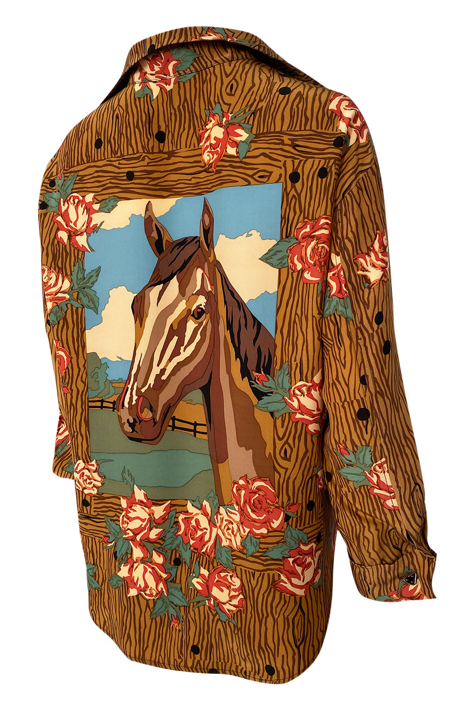 Fall 1990 Todd Oldham Horse Print Western Feel Top w Brass Buttons ...