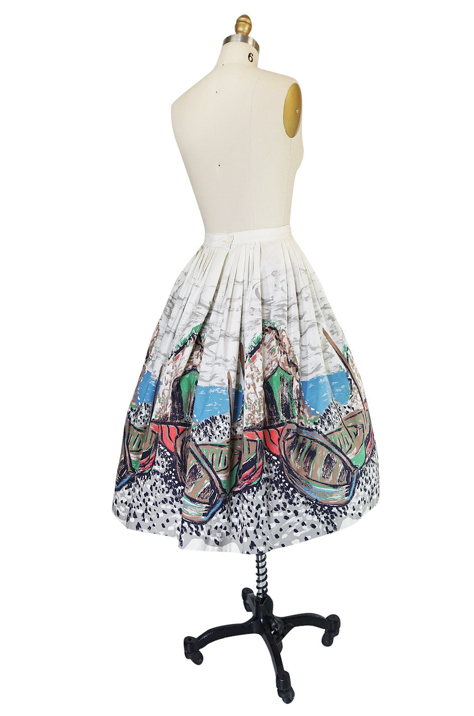 1950s Hand Painted Fishing Village Scene Cotton Skirt – Shrimpton Couture