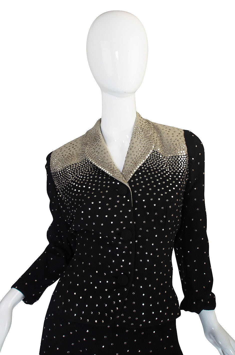 Rare 1940s Fred Block Studded Black Crepe Suit – Shrimpton Couture