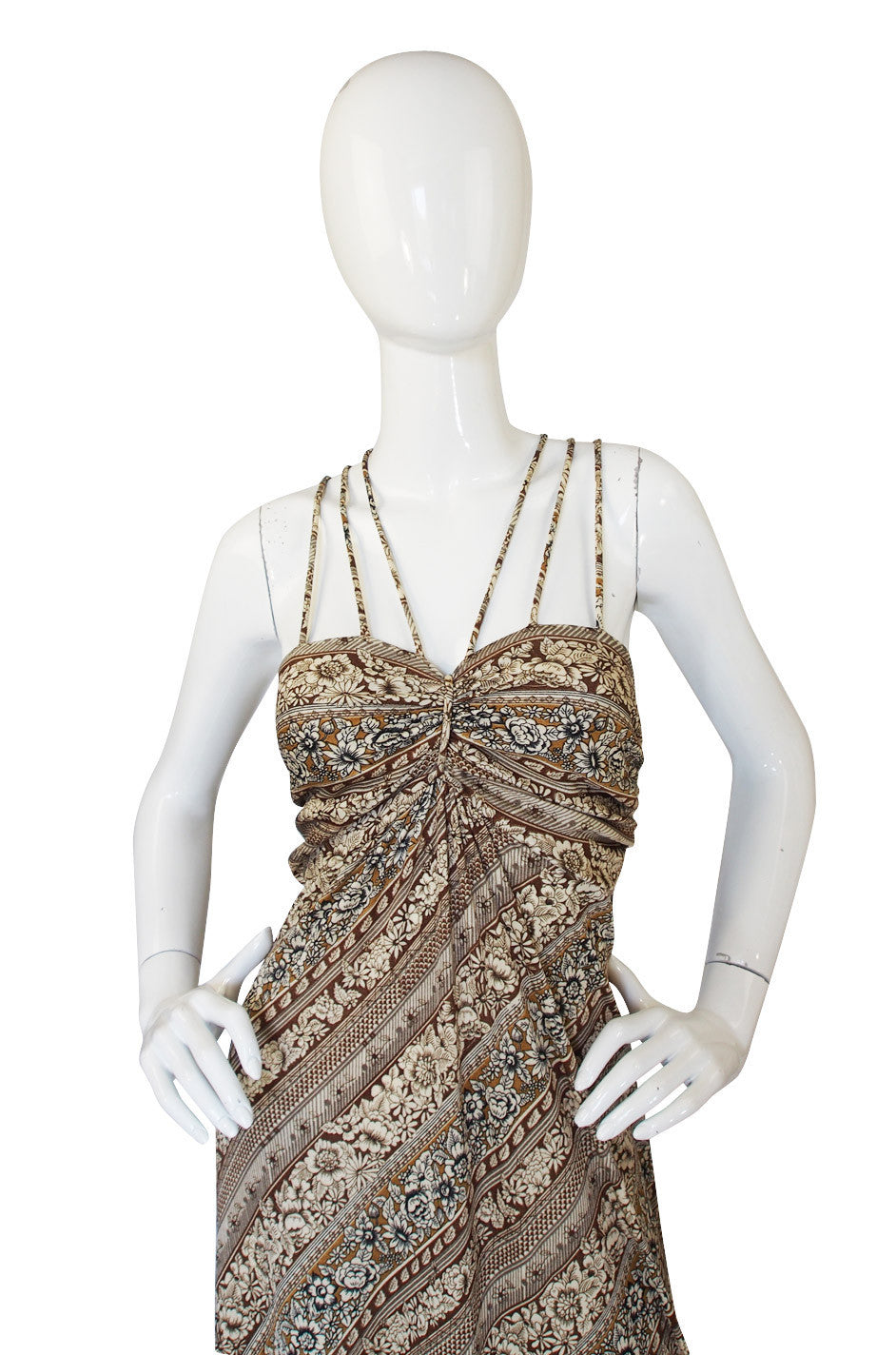1970s Joy Stevens Printed Jersey Multi Strap Halter Dress – Shrimpton ...