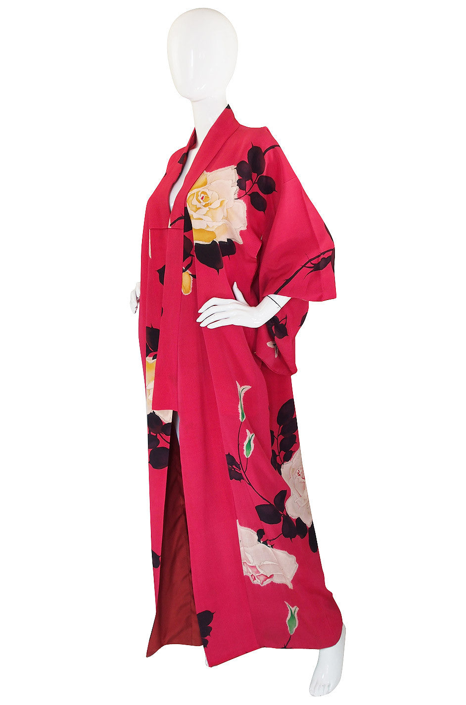 1930s Floral Hand Painted Silk Red Kimono – Shrimpton Couture