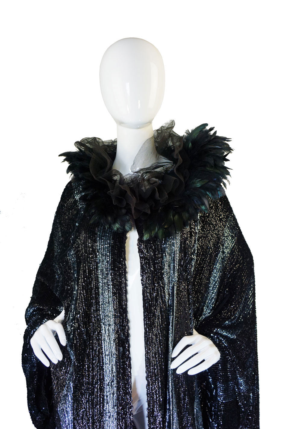 1920s Feather & Sequin Cocoon Cape – Shrimpton Couture