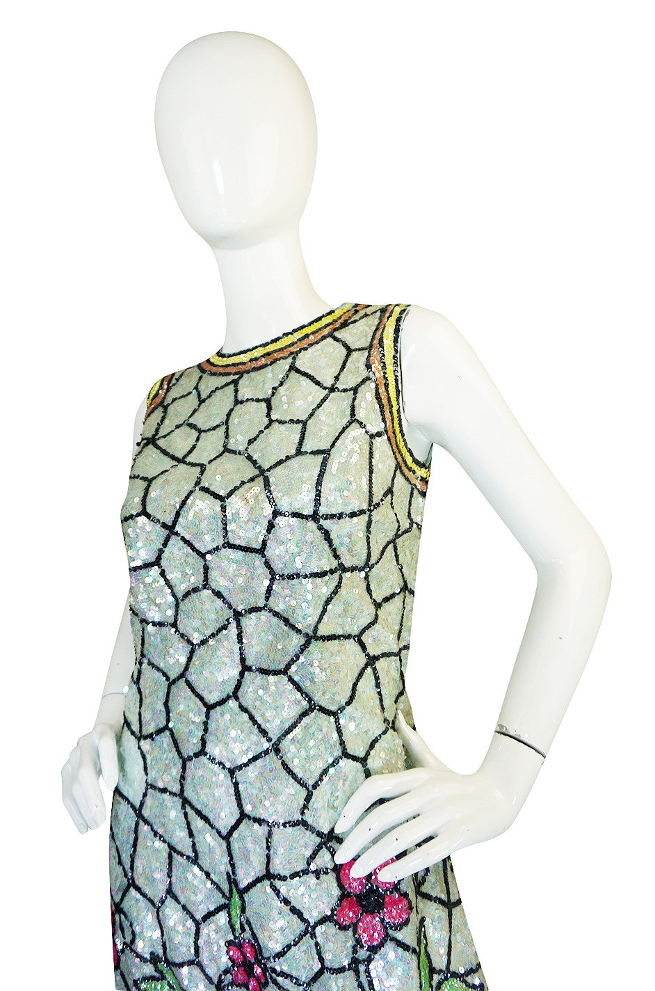 1960s Fully Sequinned Floral Stain Glass Window Dress – Shrimpton Couture