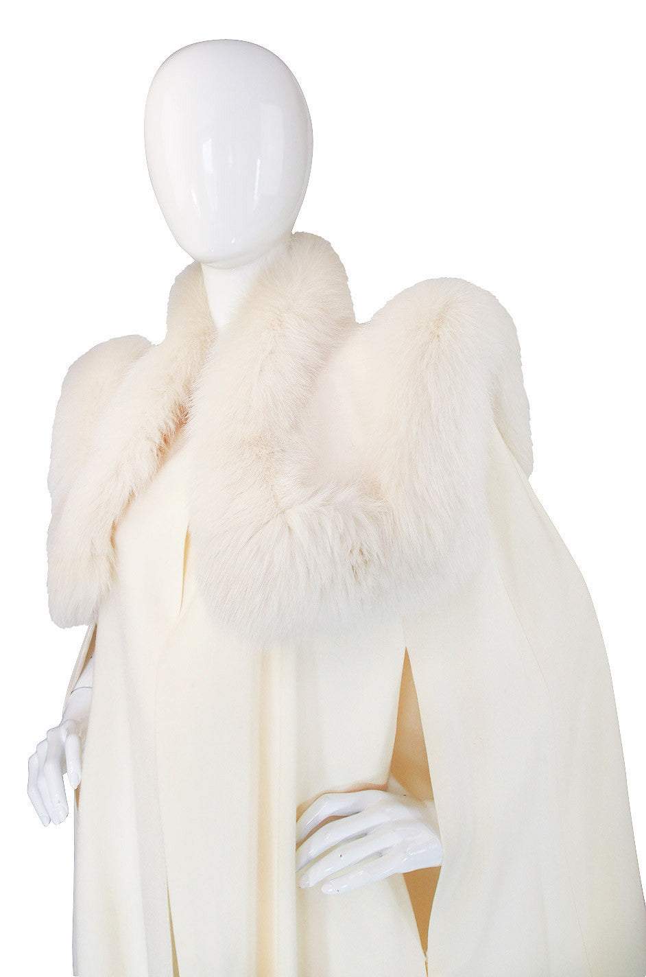 1980s Cream Wool Fox Fur Collar Cape – Shrimpton Couture