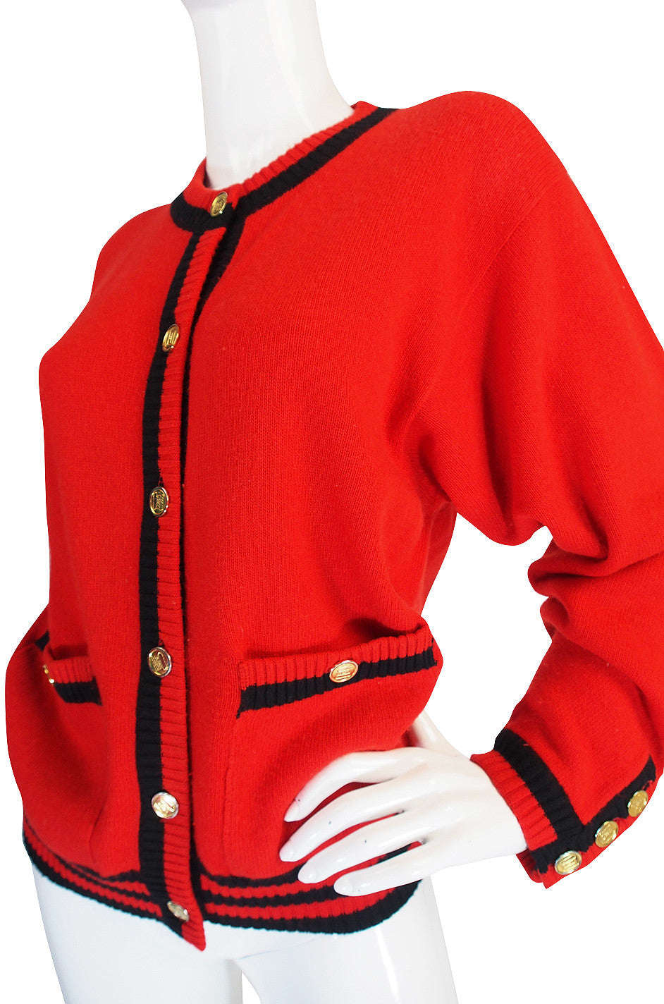 1990s Red Chanel Cashmere Classic Cardigan – Shrimpton Couture