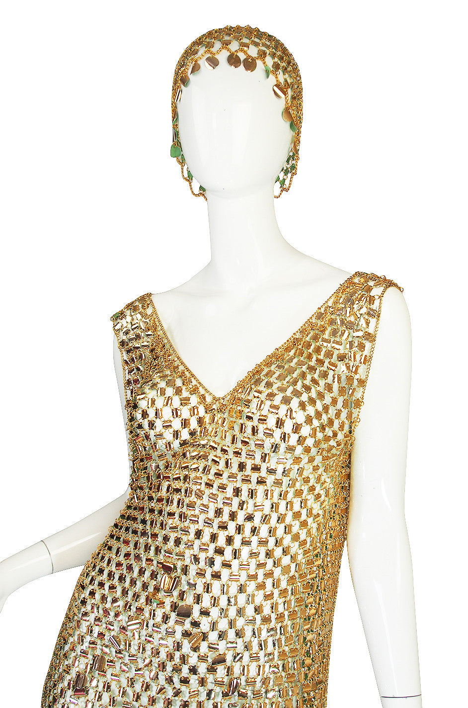 Rare 1970s Paco Rabanne Chain Mail Dress & Headpiece – Shrimpton Couture