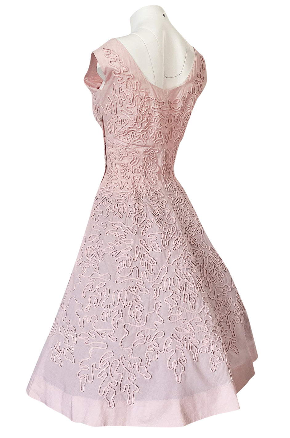 1950s Adele Simpson Pink Cotton Dress w Hand Applique Cording Detail ...