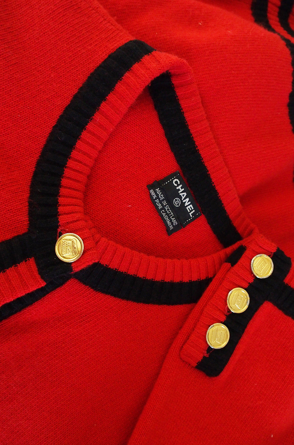 1990s Red Chanel Cashmere Classic Cardigan – Shrimpton Couture