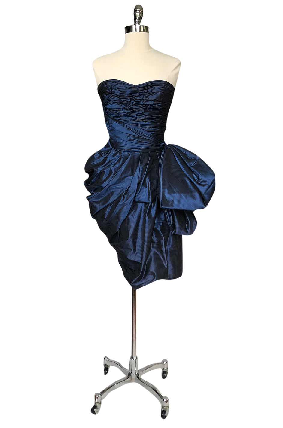 1980s Emanuel Ungaro Extravagant Blue Strapless Pouf Silk Taffeta Dres ...