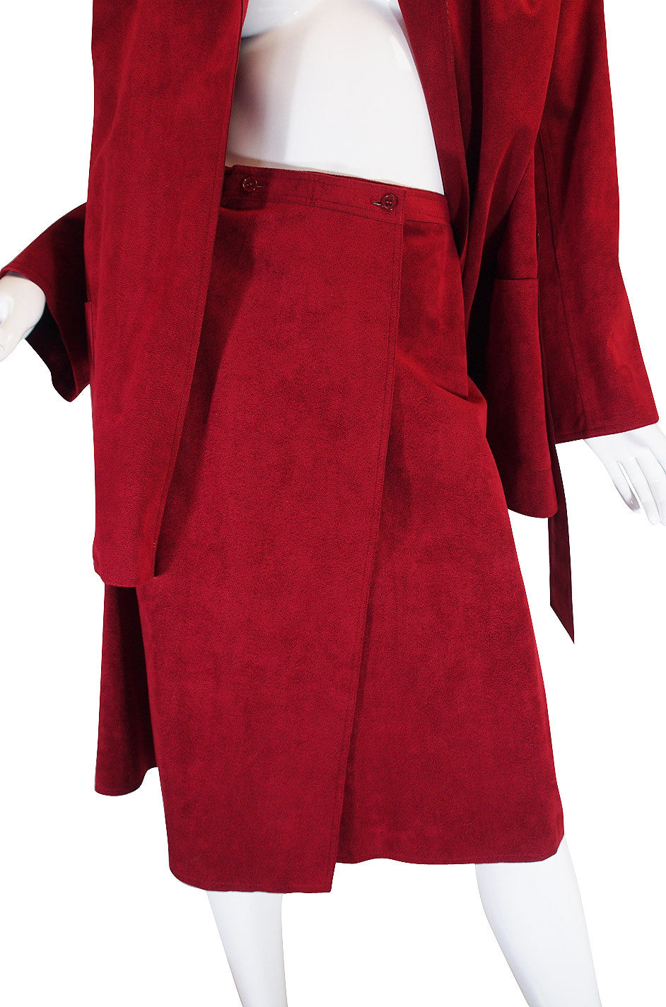 Custom Larger 1972 Red Ultrasuede Halston Suit – Shrimpton Couture