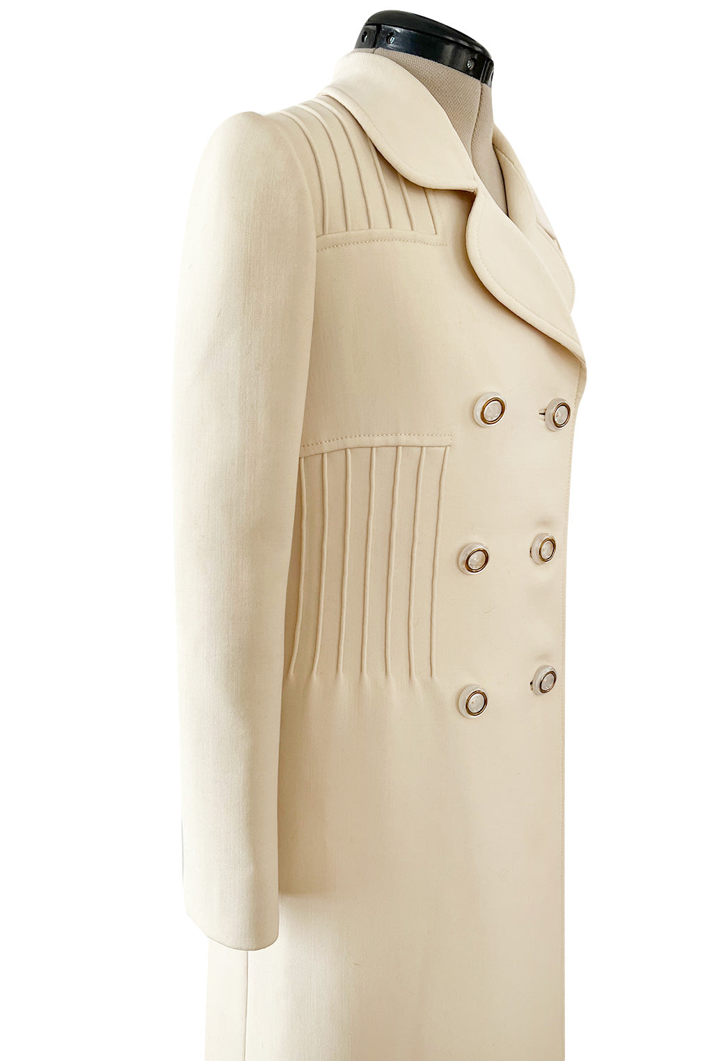 Important Spring 1970 Valentino Haute Couture Ivory Wool Coat w Intric ...