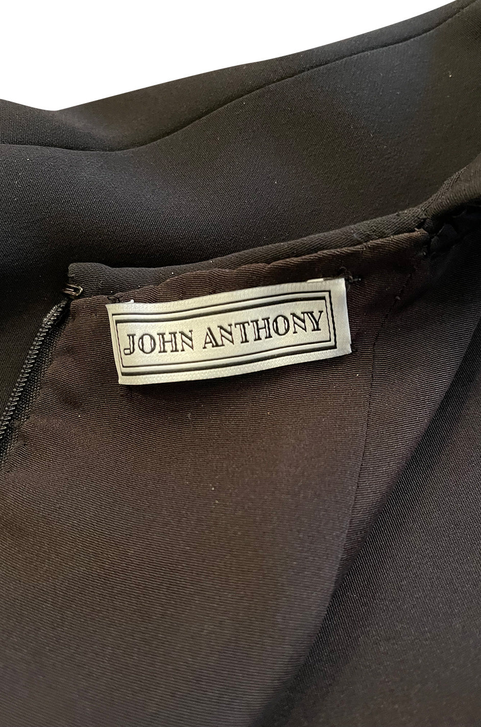 Early 2000s John Anthony Couture Completely Open Back Black Dress w Hi ...