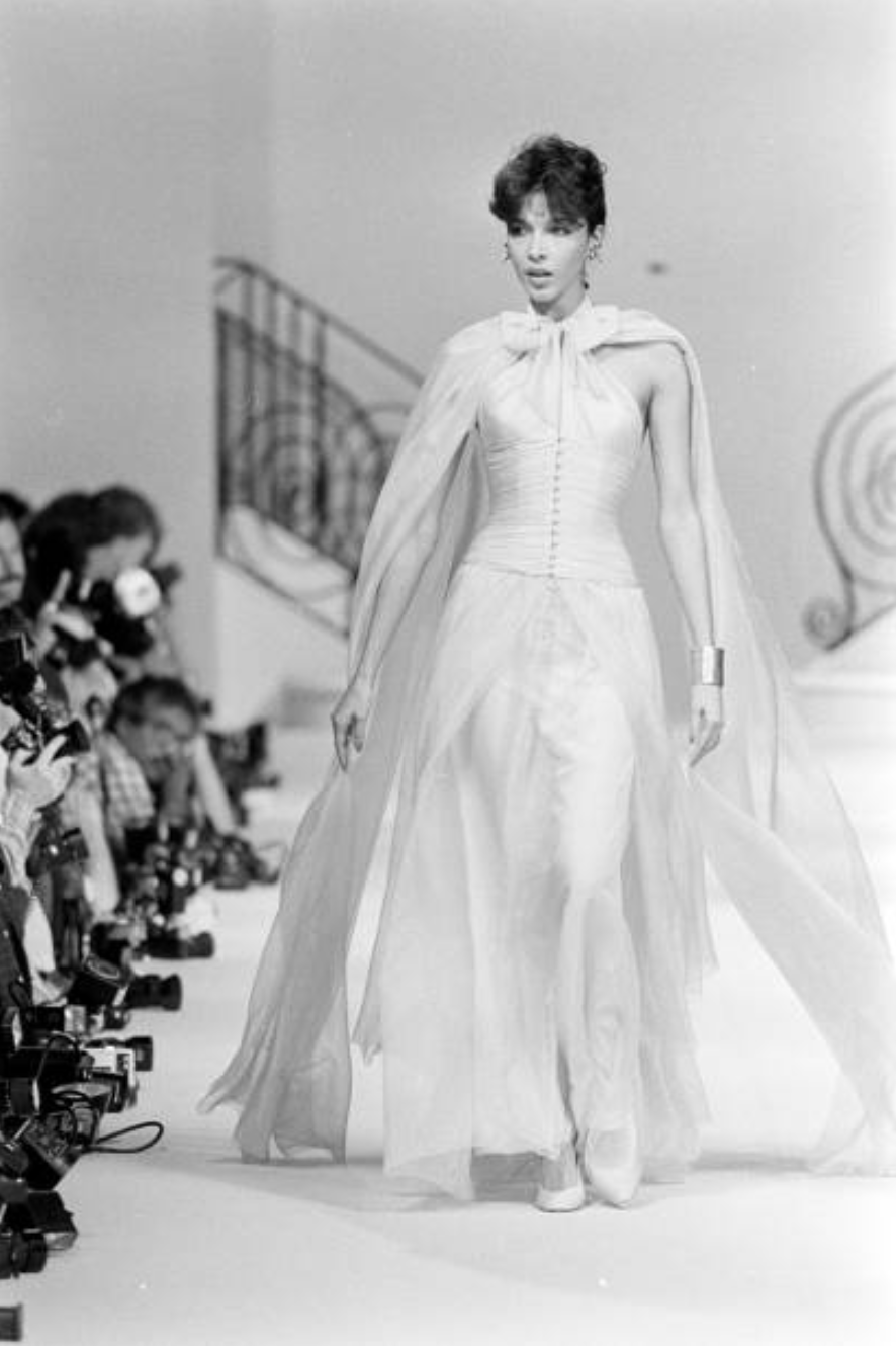 Incredible Spring 1985 Chanel by Karl Lagerfeld Pale Nude Silk Chiffon ...